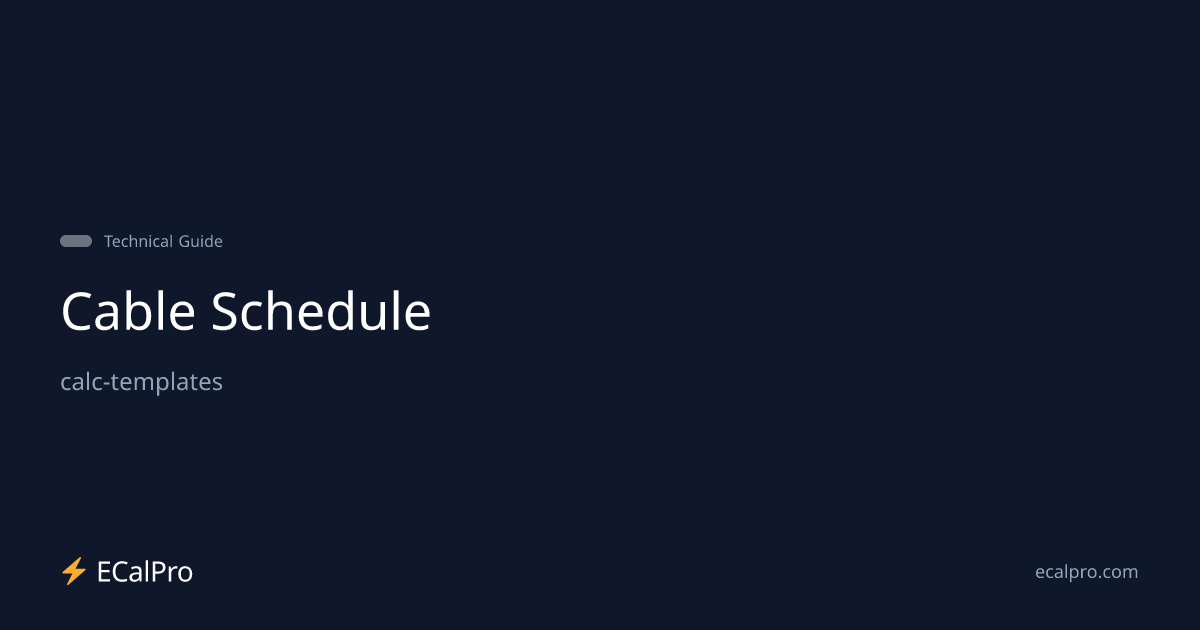 Free Cable Schedule (Excel) — Printable Template | ECalPro