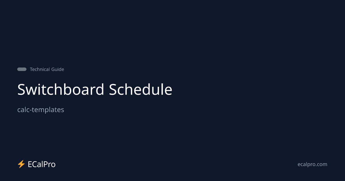 Free Switchboard Schedule (Excel) — Printable Template | ECalPro